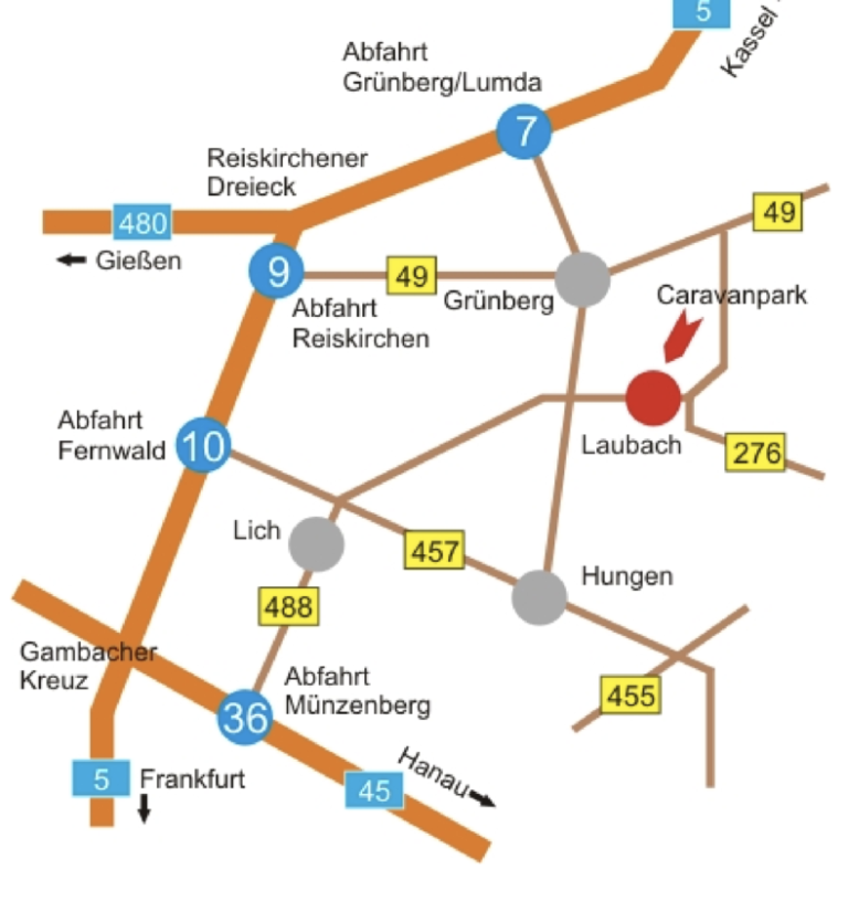 Anfahrt - Caravanpark Laubach in Hessen
